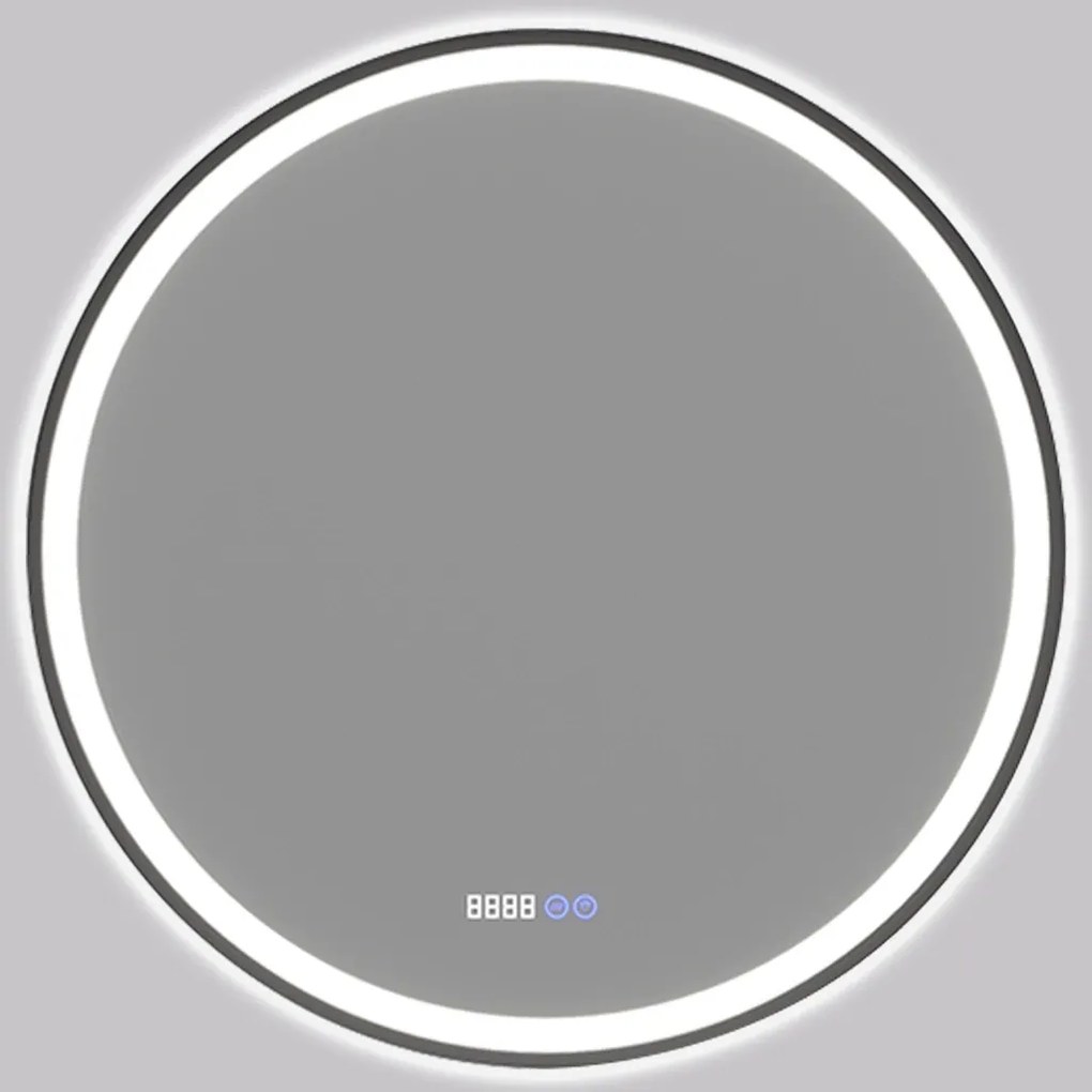 CERANO - Koupelnové LED zrcadlo Rivo, kovový rám - černá matná - Ø 60 cm