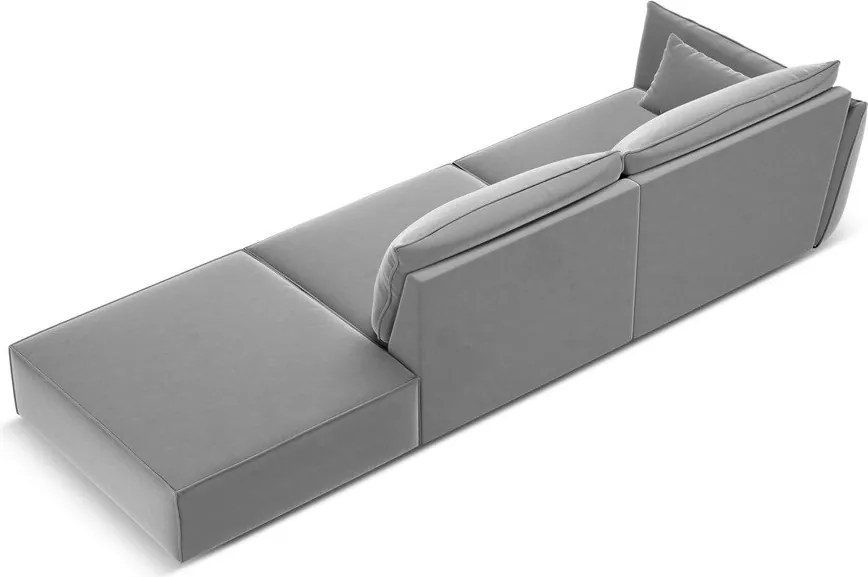 Světle šedá sametová pohovka levý roh 264 cm Vanda – Mazzini Sofas