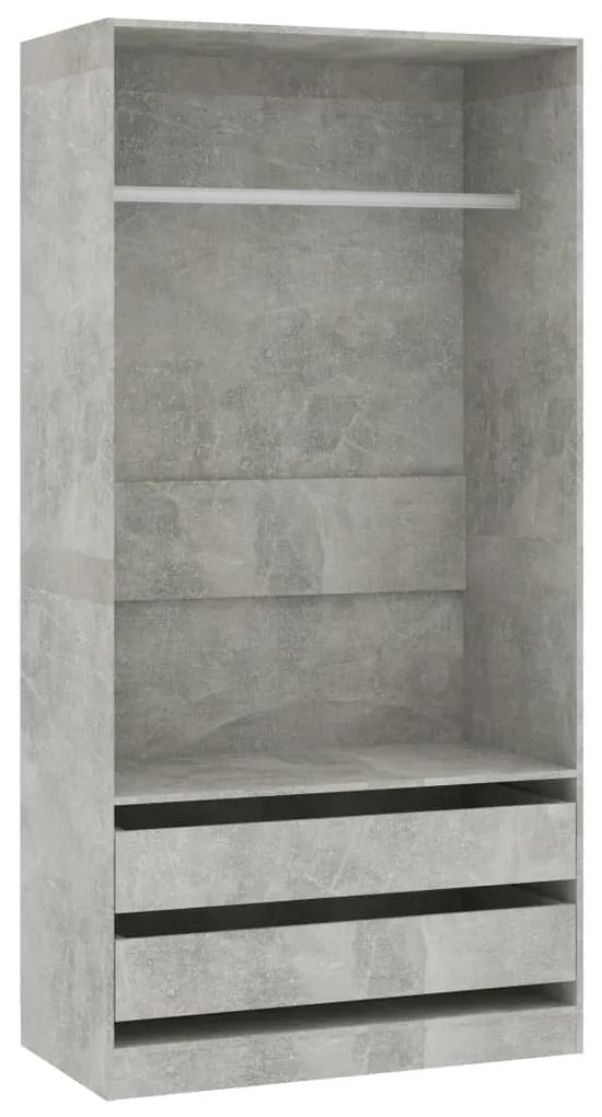 800607 vidaXL Šatní skříň betonově šedá 100 x 50 x 200 cm dřevotříska