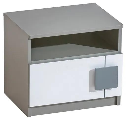 Noční stolek Guliver II 12, šedá/bílá