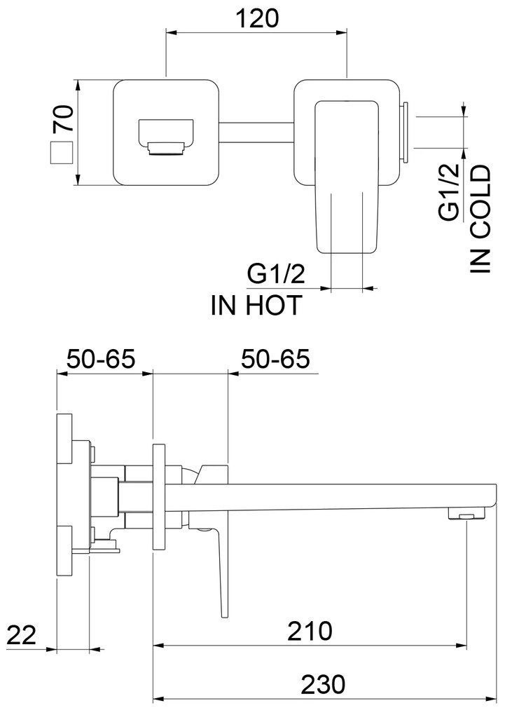 Sapho Sapho, TURSI podomítková dvouprvková umyvadlová baterie, chrom, TI018