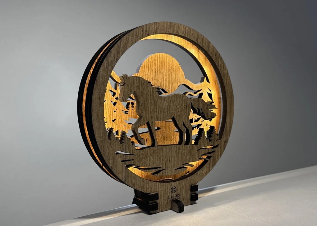 Li-Go "Kůň" lampa 20x22cm provedení povrchu: ořech