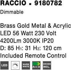 Závěsné LED svítidlo NOVA LUCE RACCIO 68W 3000K 9180782 stmívatelné Triac