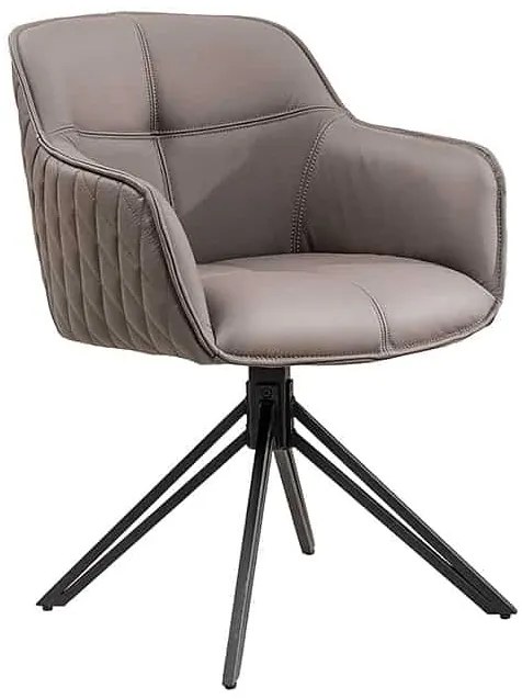 Designová otočná židle Natasha taupe kůže