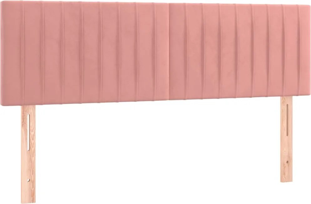 Box spring postel s matrací a LED růžová 140x200 cm samet 3134530