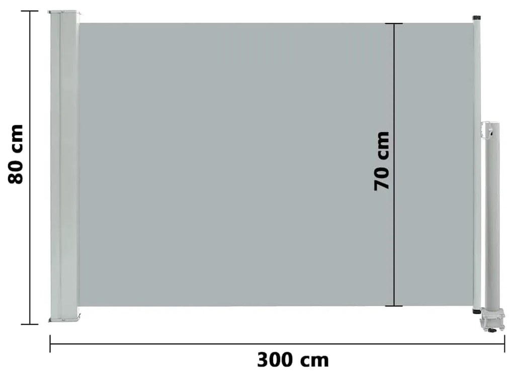 vidaXL Marketos Zatahovací boční markýza / zástěna na terasu 80 x 300 cm šedá