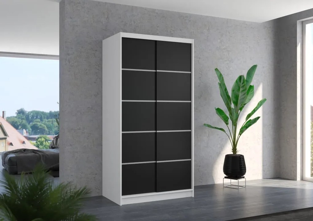 Šatní skříň s posuvnými dveřmi Riva - 100 cm Barva: dub Sonoma