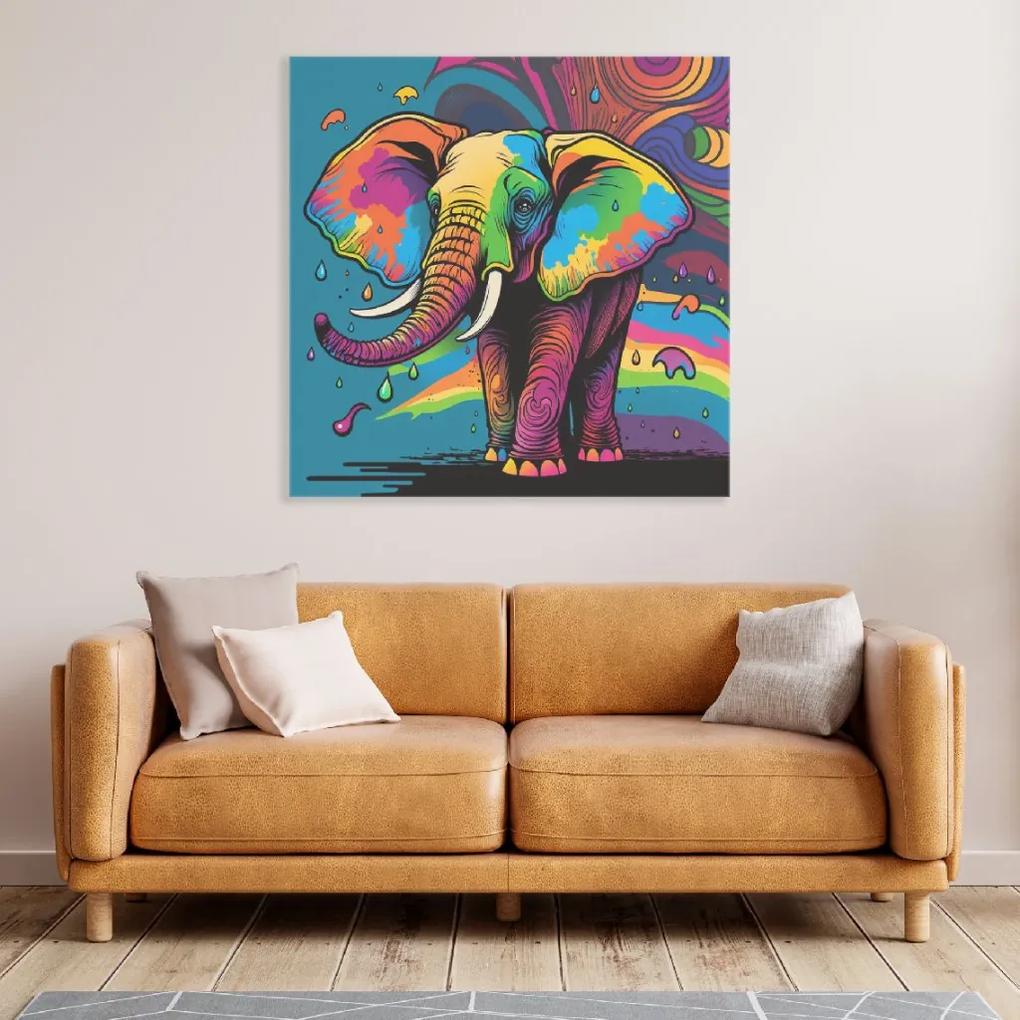 Obraz na plátně - psychedelický slon FeelHappy.cz Velikost obrazu: 100 x 100 cm