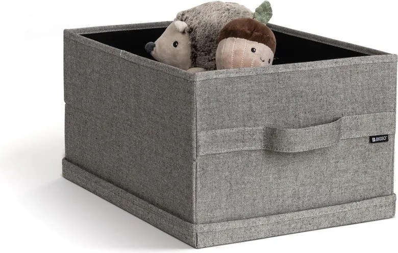 Šedý látkový úložný box s víkem 31x41x22 cm Soft Storage Medium – Bigso