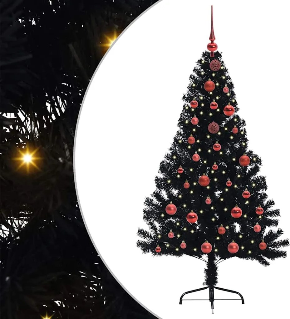 Umělý osvětlený vánoční stromeček Černá 150 cm PVC 3397128