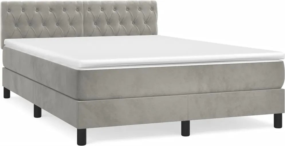 Box spring postel s matrací světle šedá 140x200 cm samet 3141485