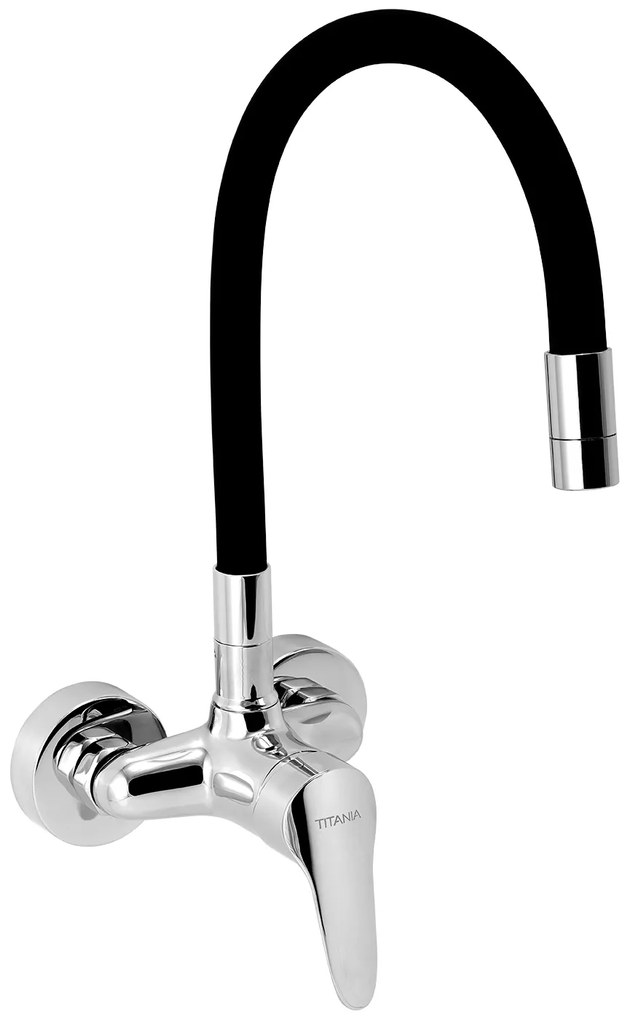 Ferro Zumba - Dřezová baterie s elastickým ramenem 100mm, černá-chrom, 94484,0C