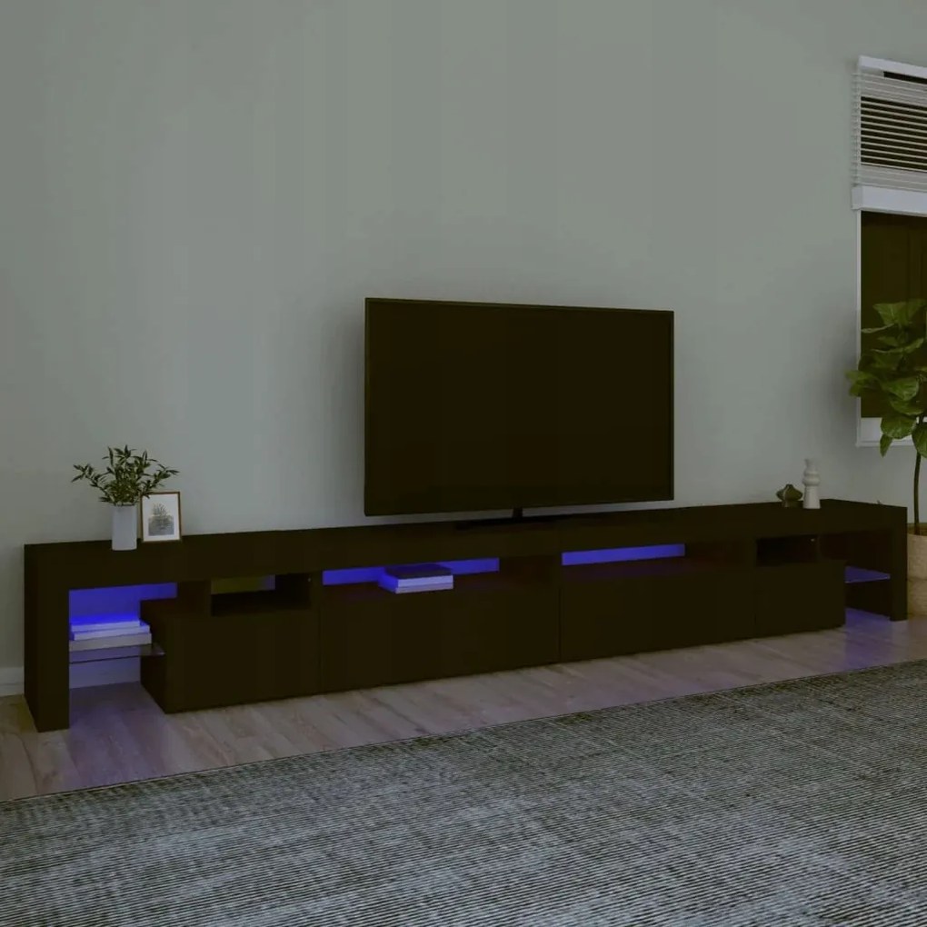 Tv Skříňka S Led Osvětlením 260X36,5X40 Cm Černá 290 cm