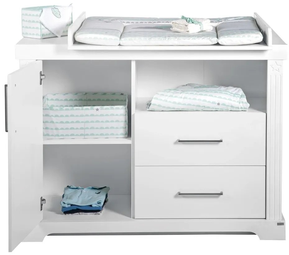 Bílá nízká dětská komoda s přebalovacím pultem 120x98 cm Maxi – Roba