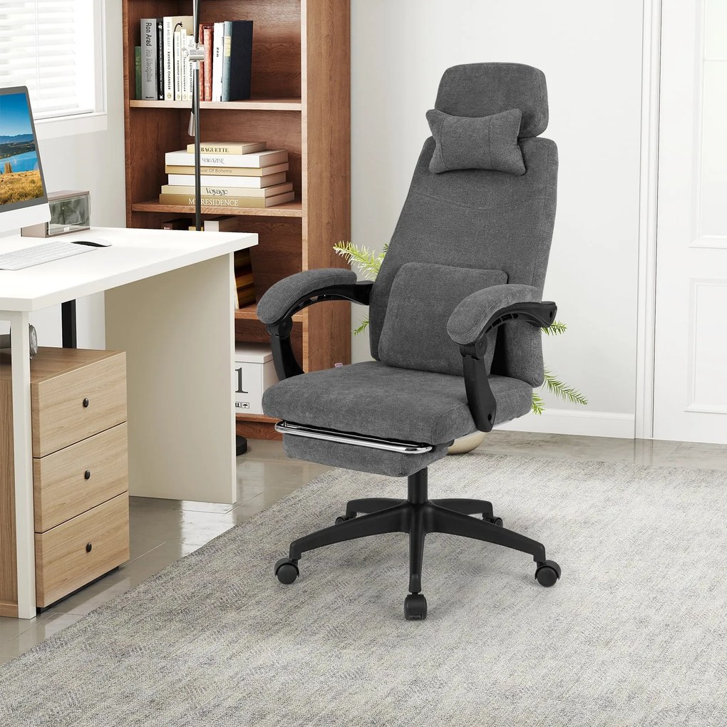 Costway Ergonomická kancelářská židle s výsuvnou opěrkou nohou a nastavitelným