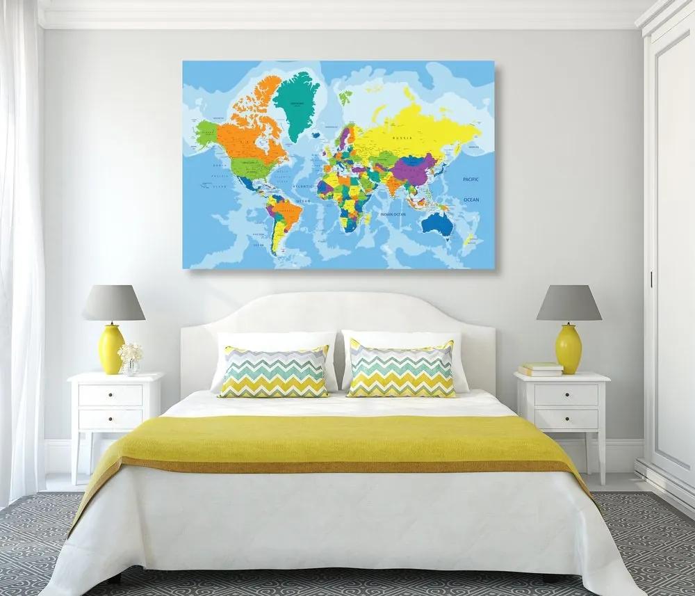 Obraz barevná mapa světa - 60x40 cm