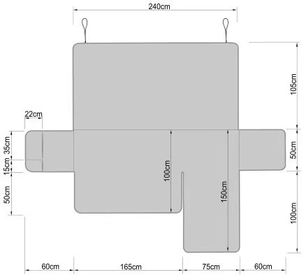 Potah na rohovou sedačku pravý PARIS černý, 240 cm