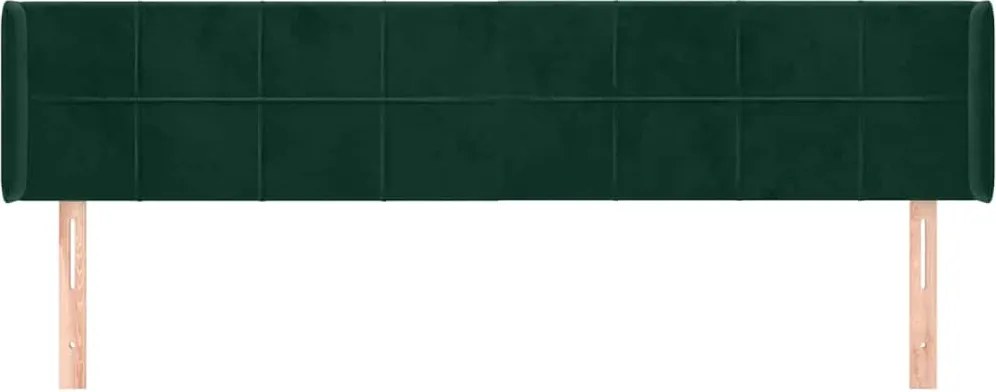 Čelo postele typu ušák tmavě zelená 163x16x78/88 cm samet 3118825