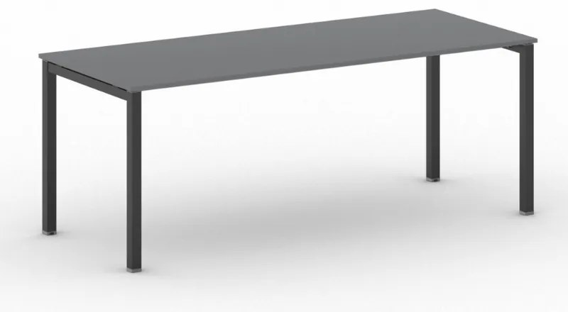 Jednací kancelářský stůl PRIMO SQUARE, 200x80 cm, černá podnož, grafit