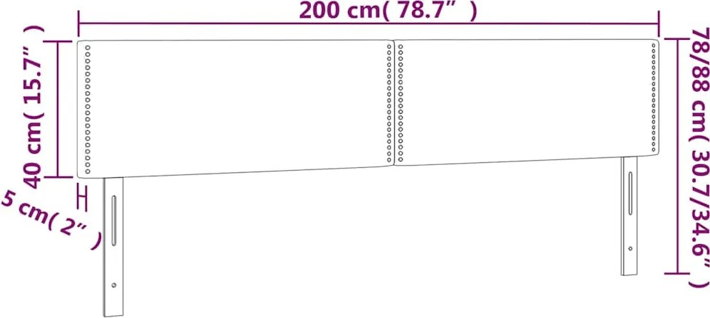 Čelo postele s LED tmavě šedé 200x5x78/88 cm textil 3121495