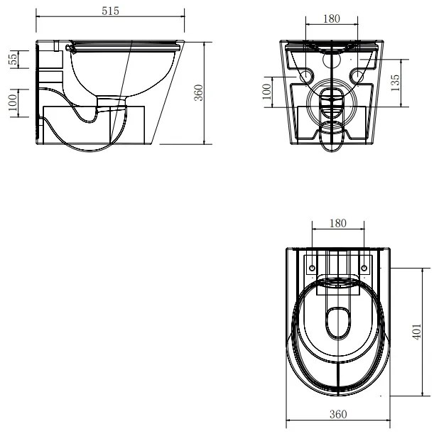Aplomo Tampa WC závěsný komplet, chromové tlačítko