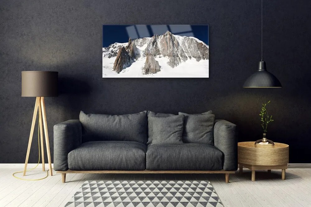 Obraz na skle Zsněžené Horské Vrcholy 140x70 cm