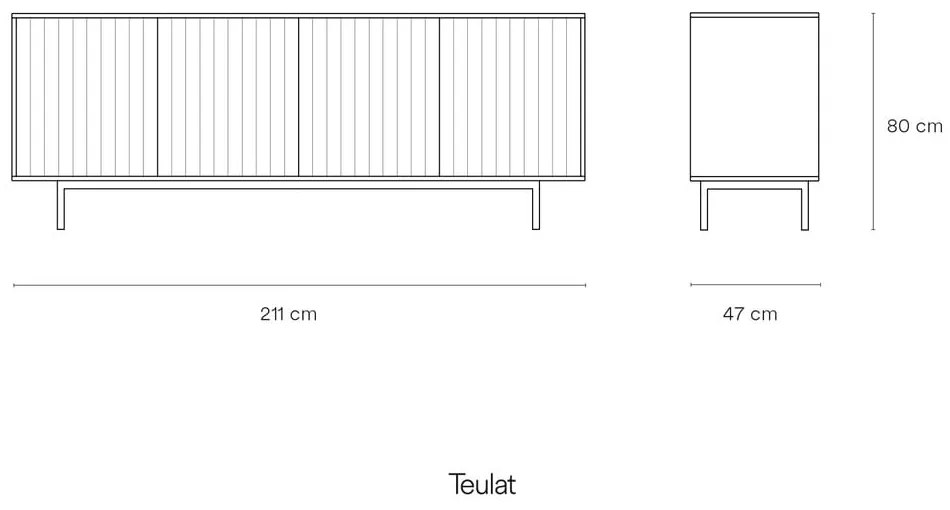 Šedá nízká komoda 211x80 cm Sierra – Teulat