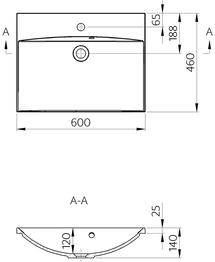 Sapho, MARIA umyvadlo 60x46cm, litý mramor, bílá, MA060