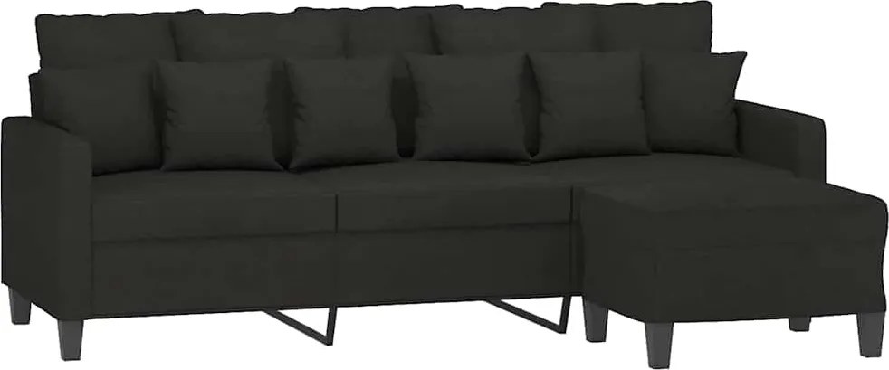 3místná pohovka s podnožkou černá 180 cm textil 3201093