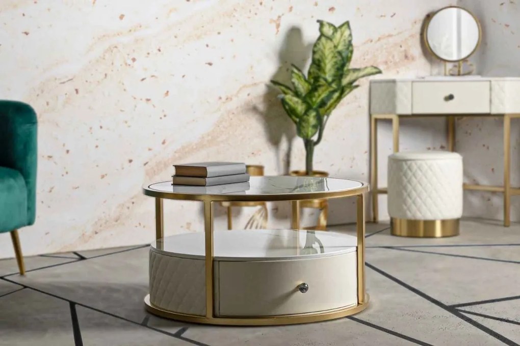 Designový konferenční stolek Pembroke 75 cm bílý