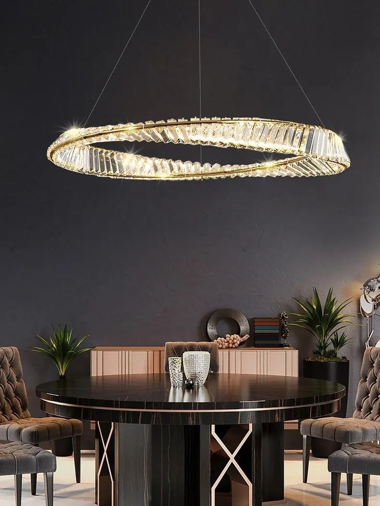 Křišťálový závěsný LED lustr APP1202-CP 78 cm zlatý/neutrální bílá