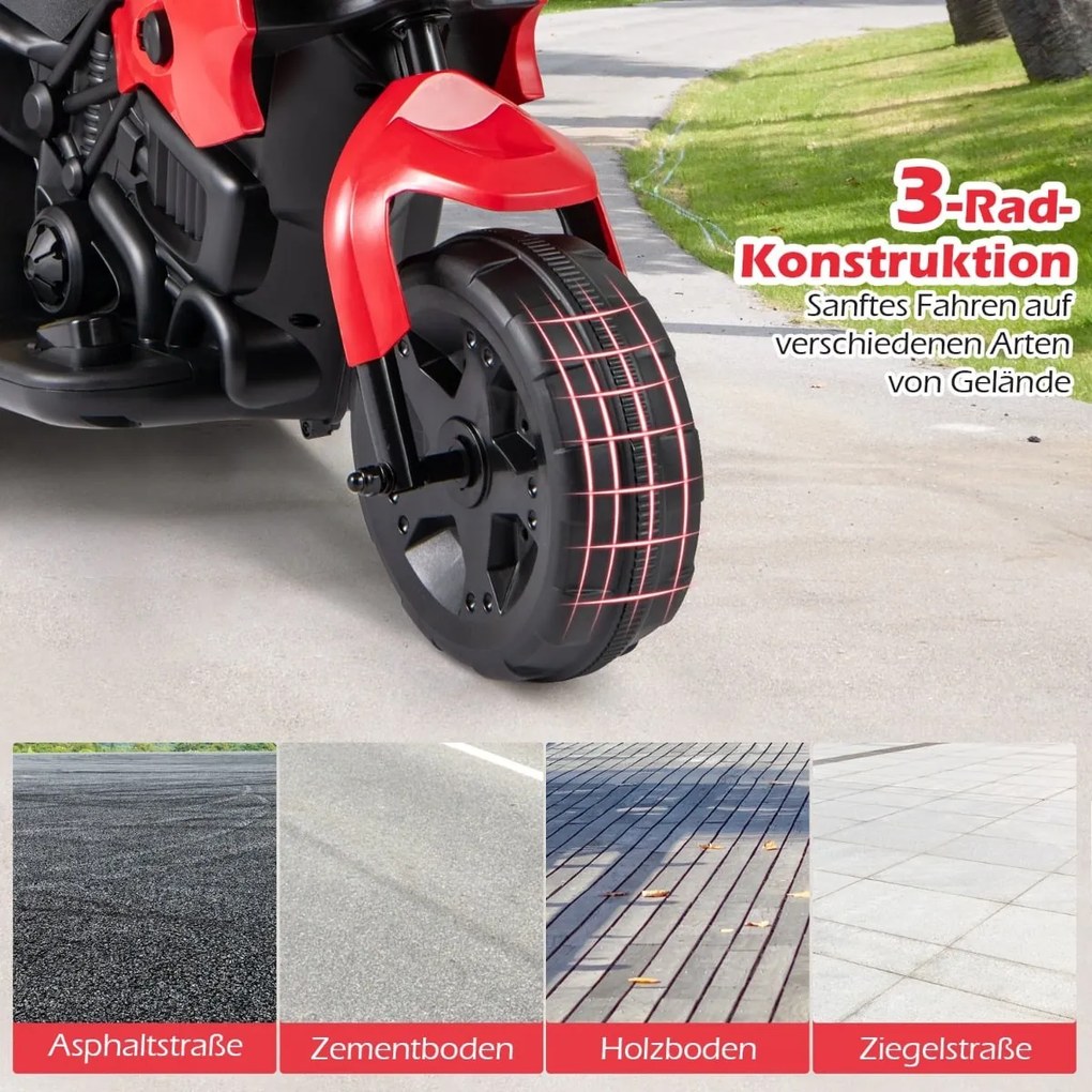 Costway 6 V Dětský motocykl 3-kolový elektrický motocykl s LED světlometem