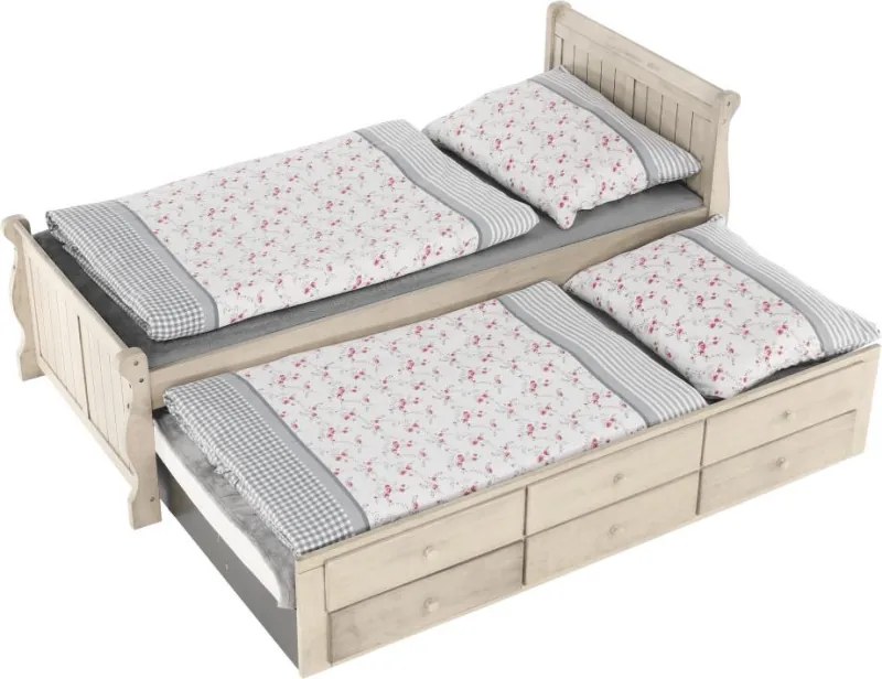 Postel s přistýlkou, 90x200, antická bílá, ANTIKO Kondela 0000258490