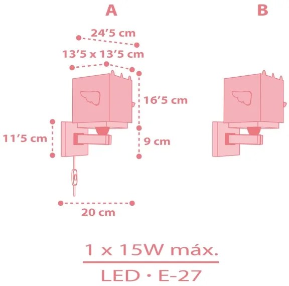 Dalber 64599 - Dětské nástěnné svítidlo LITTLE UNICORN 1xE27/15W/230V