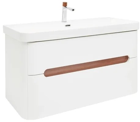 Koupelnová skříňka s umyvadlem a baterií SAT Fusion 97,5x53x45 cm bílá matná mat SATFUSION2100WUBA
