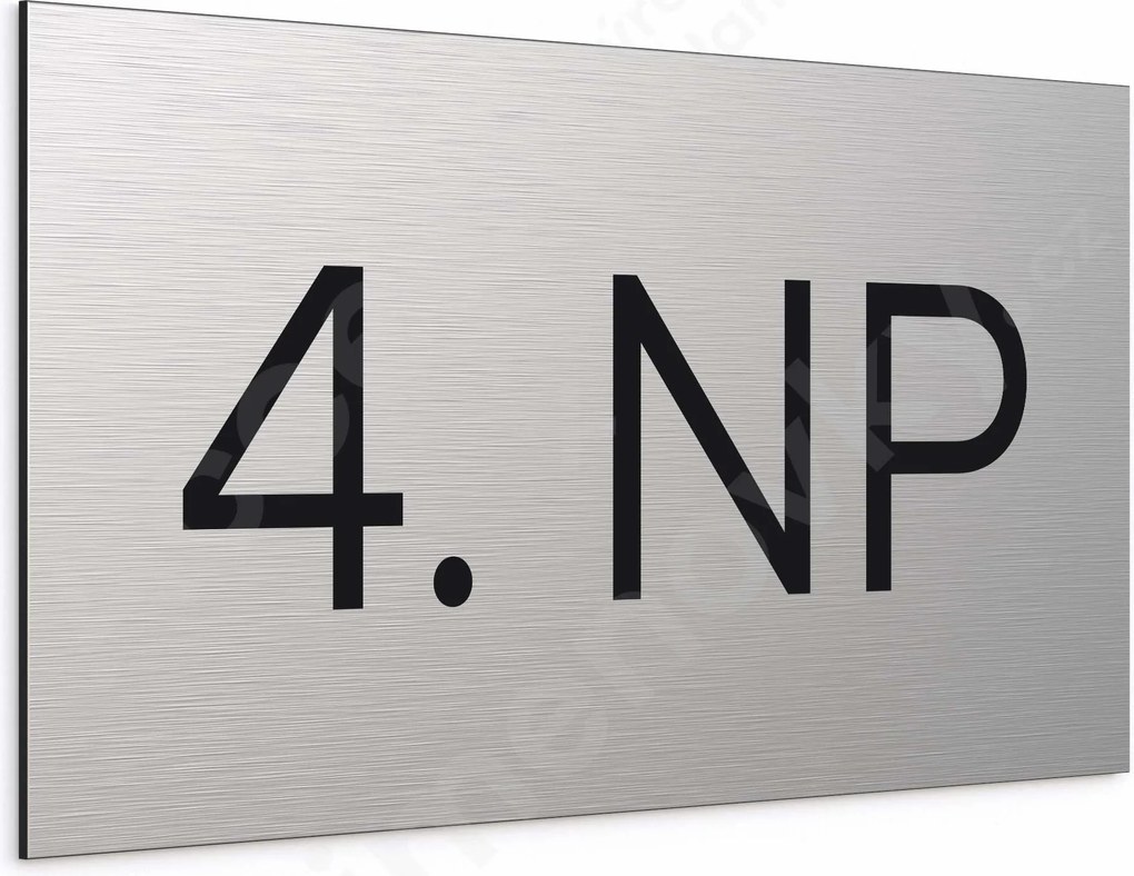 ACCEPT Označení podlaží "4. NP" - stříbrná tabulka - černý popis