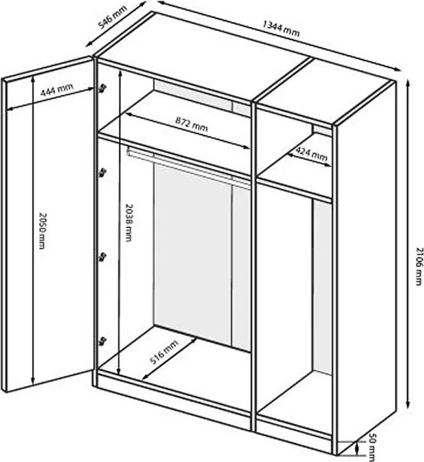 Skříň 3D se zrcadlem, bílý lesk Mila
