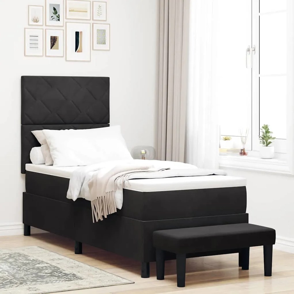 Postel s boxspringem s čelo Černá 200 x 80 cm samet 3344542