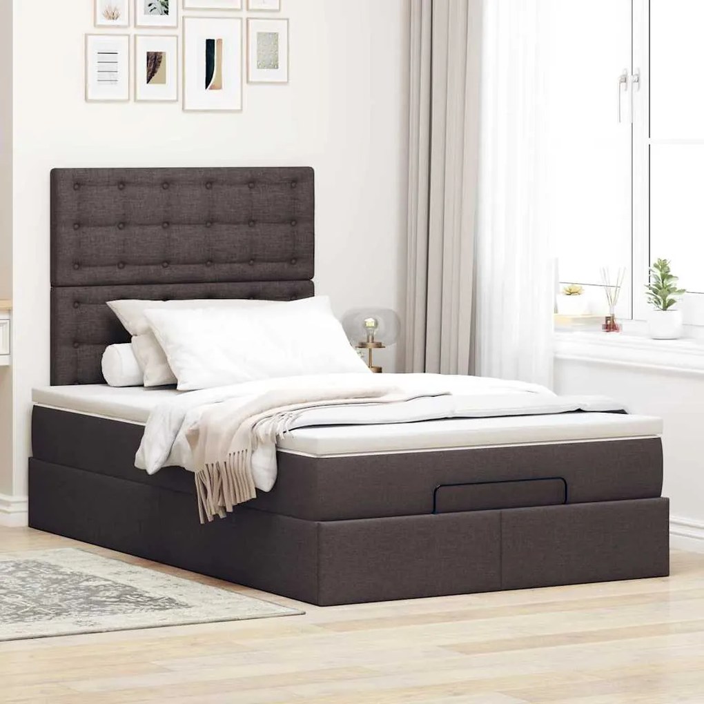 Osmanský rám postele s matrací tmavě šedá 120x200cm textil 3313316