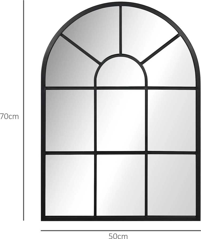 HOMCOM nástěnné zrcadlo okenní zrcadlo 70 x 50 cm dekorativní s kovovým rámem, závěsné zrcadlo do obývacího pokoje ložnice v černé barvě | Aosom.de