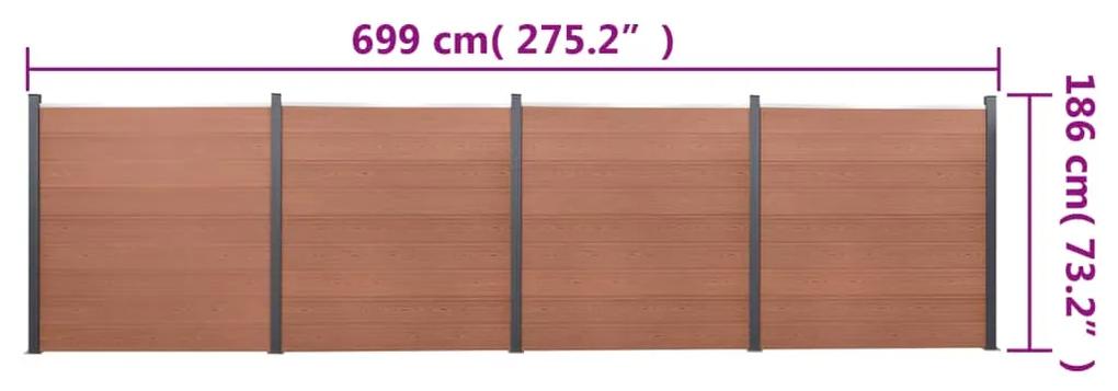 Sada plotových dílců hnědá 699 x 186 cm WPC,  3211832