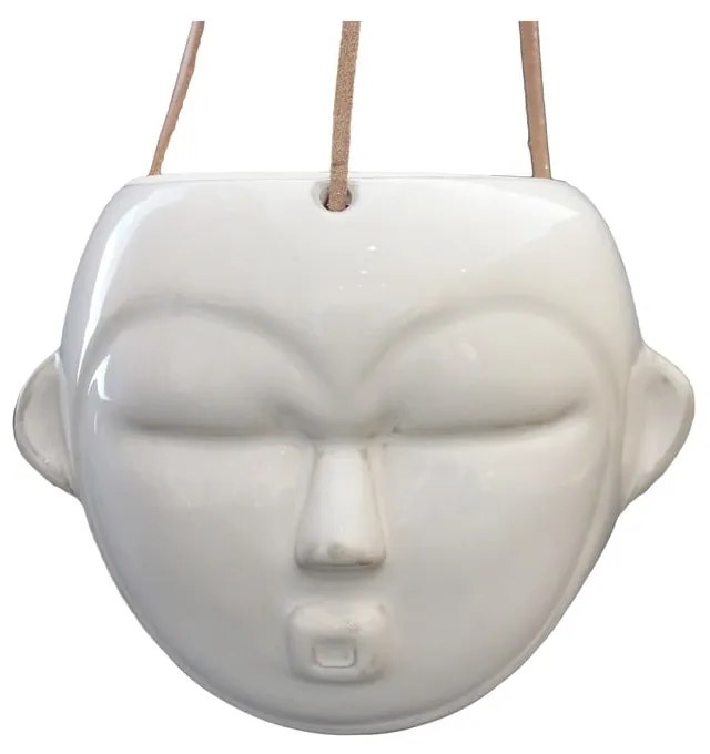 Bílý závěsný květináč PT LIVING Mask, výška 15,2 cm