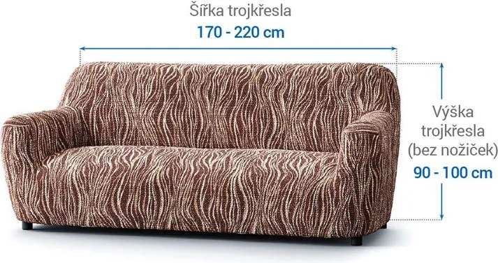Bielastické potahy UNIVERSO NOVÉ žíhané hnědé trojkřeslo (š. 170 - 220 cm)