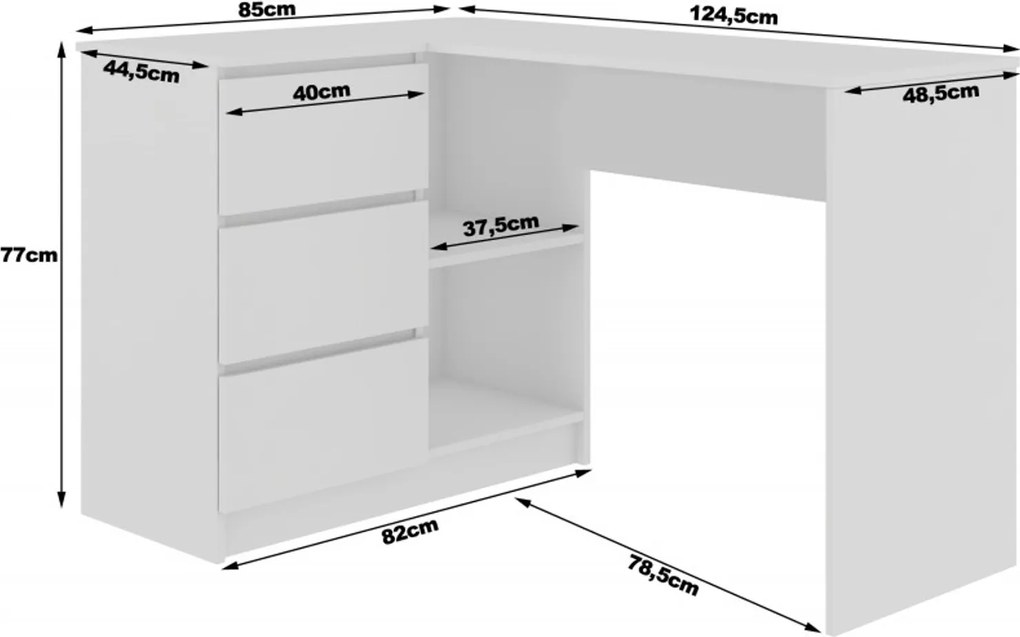 Počítačový stůl B16 levá bílá/sonoma