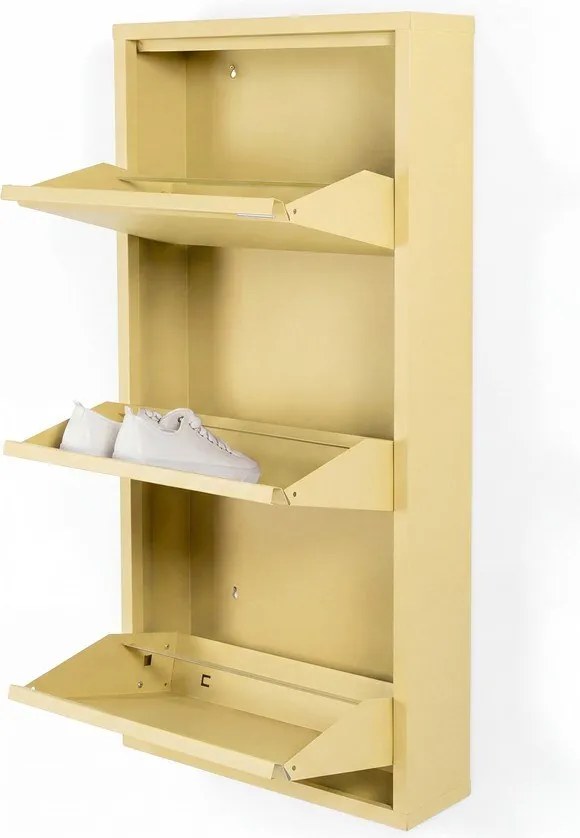 Světle žlutý ocelový výklopný/závěsný botník 50x103x15 cm Billy – Spinder Design