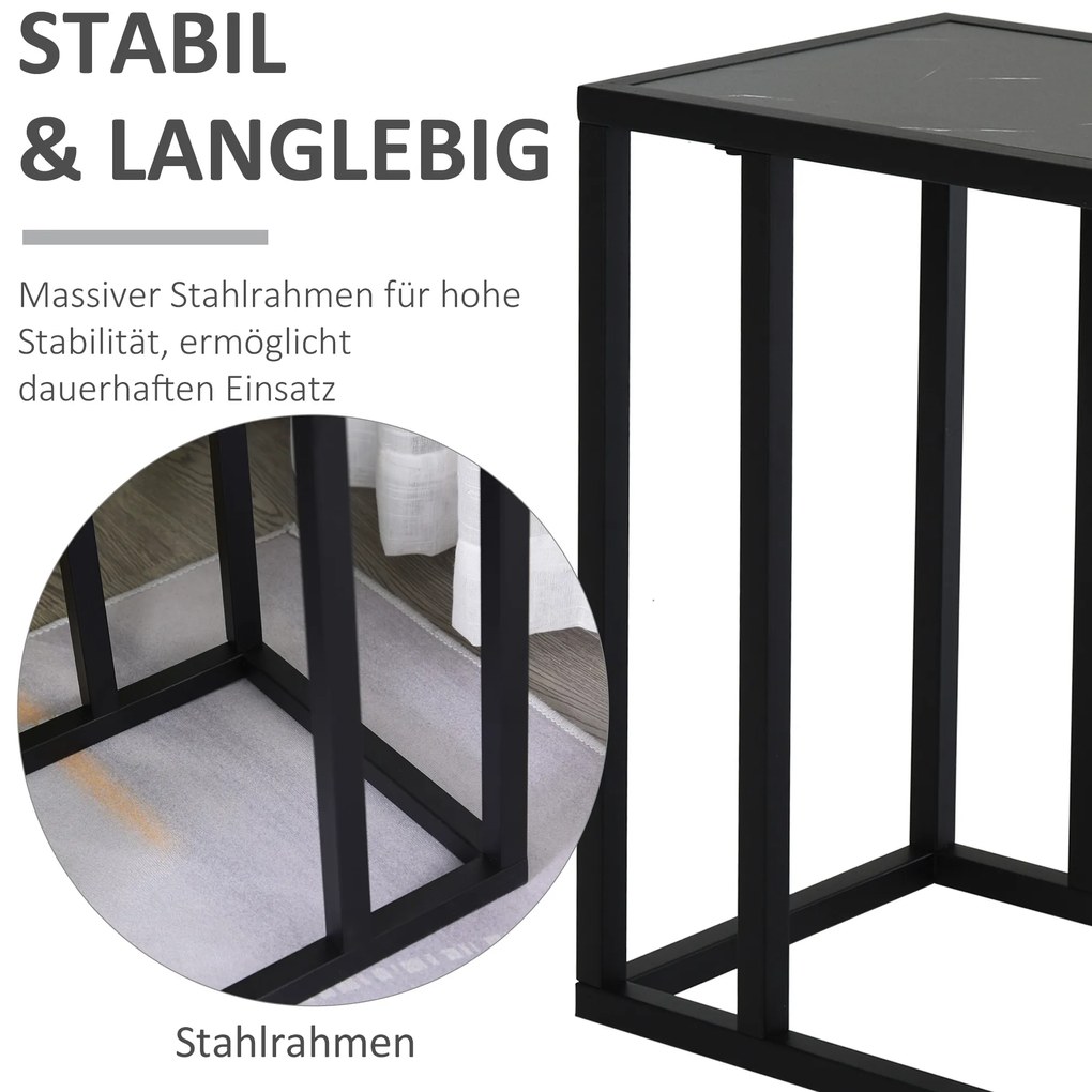 HOMCOM Odkládací stolek, konferenční stolek s mramorovým vzhledem, konferenční stolek s kovovým rámem, do obývacího pokoje, ložnice, 45 x 30 x 51,5 c…
