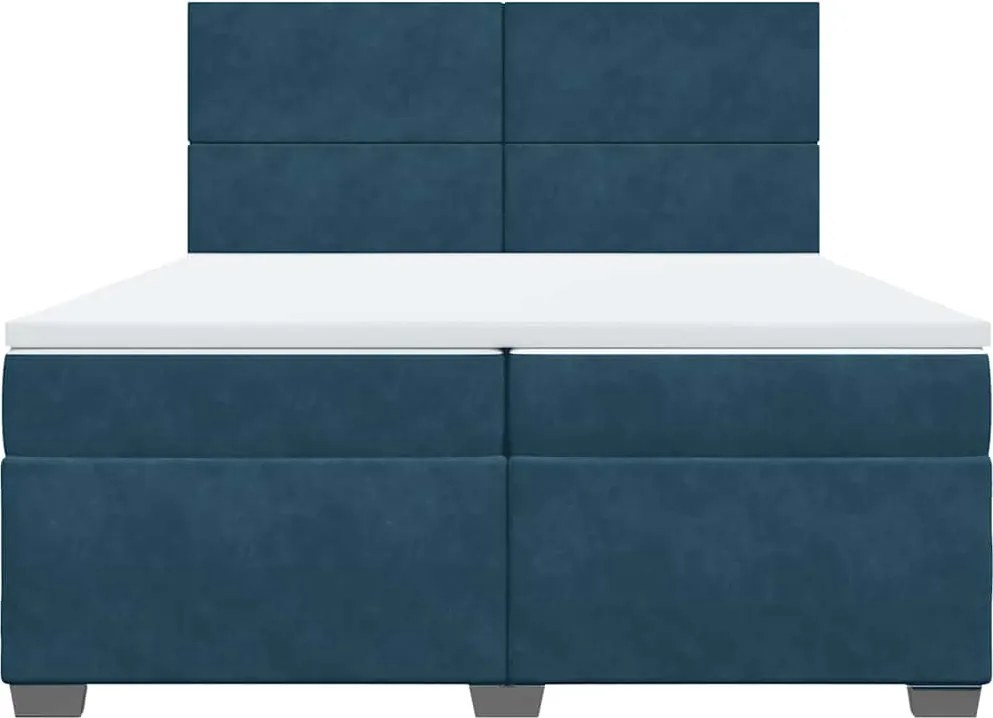 Box spring postel s matrací modrá 200 x 200 cm samet 3293300