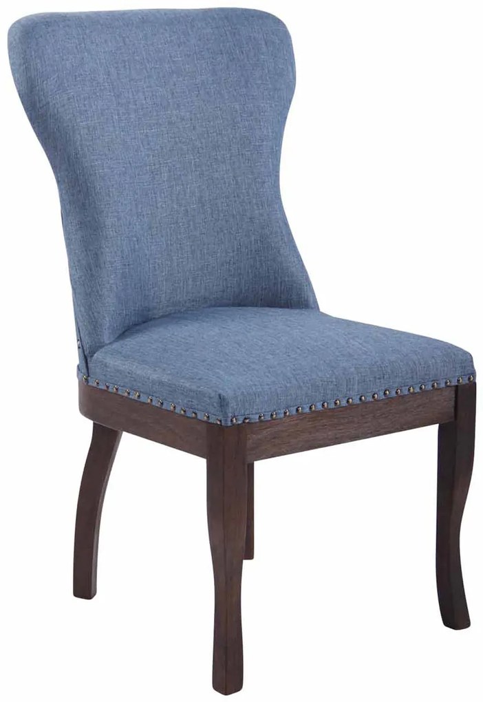 Jídelní židle Windsor ~ látka, dřevěné nohy antik tmavé - Modrá