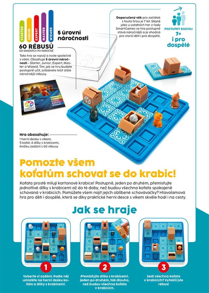 MINDOK HRA Smart Koťata a krabice 60 rébusů hlavolamy mn558