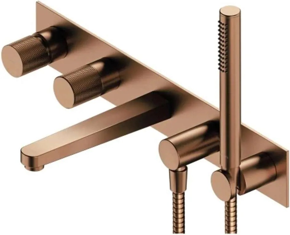 OMNIRES Contour - Vanová baterie pod omítku, 5-otvorová instalace, s tělesem, s příslušenstvím, kartáčovaná měď CT8037-1CPB
